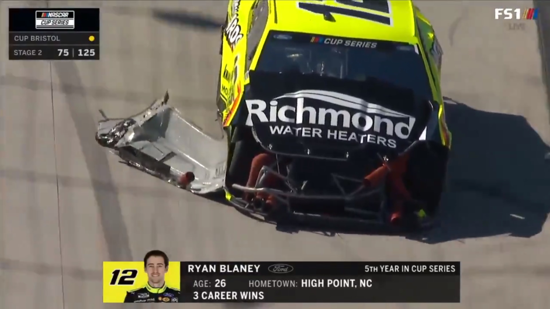 Video: Ryan Blaney Crashes Hard While Running Second at Bristol ...