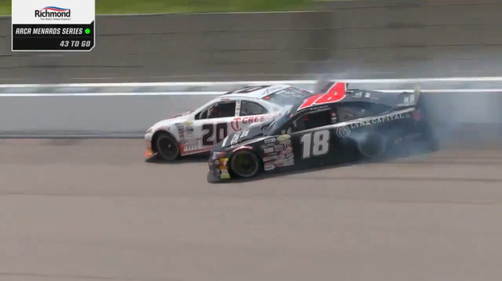 ARCA Video: Drew Dollar and Corey Heim Crash Out Battling for the Lead ...