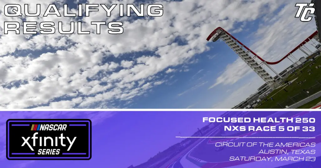 Qualifying Results: NXS Focused Health 250 at COTA | TobyChristie.com