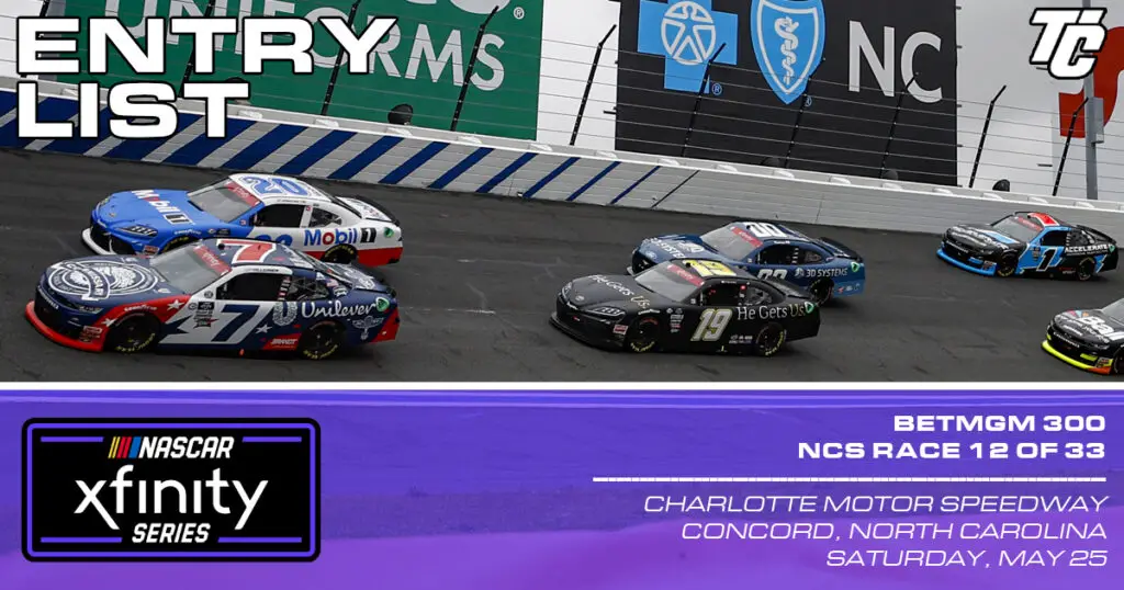 Entry List: NASCAR Xfinity Series BetMGM 300 at Charlotte ...