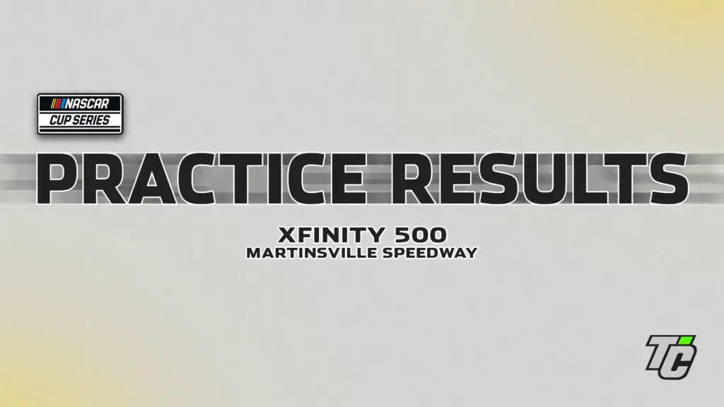 2025 NASCAR Cup Series Xfinity 500 Practice Results | TobyChristie.com