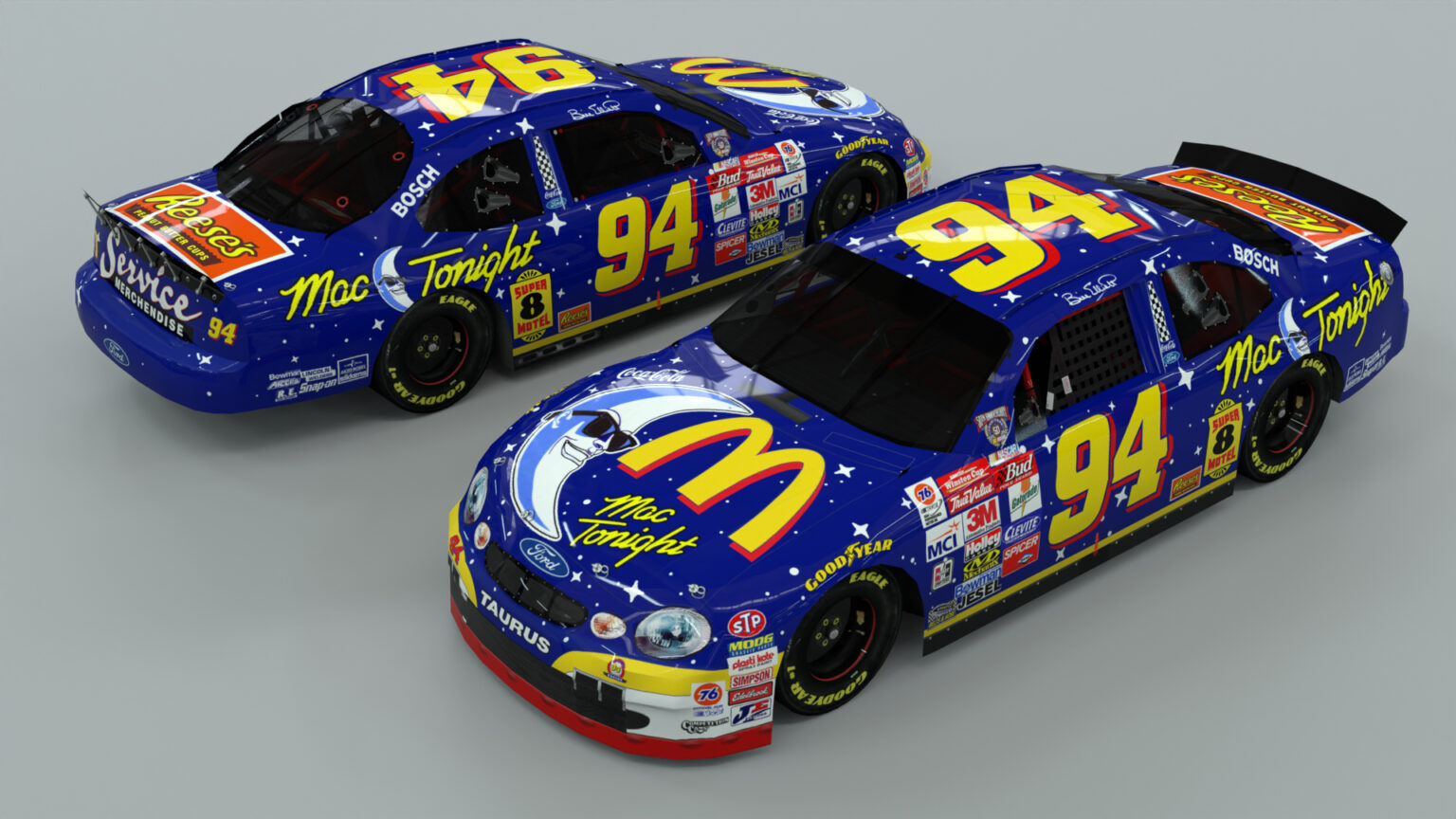 Bill Elliott's 1998 McDonald's Mac Tonight Paint Scheme | TobyChristie.com